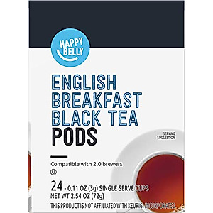Amazon Brand - Happy Belly Tea Pods, English Breakfast, 24 Count, Compatible with 2.0 K-Cup Brewers