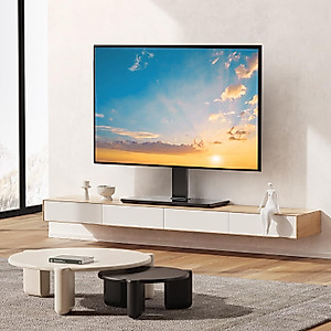 PERLESMITH Universal Swivel TV Stand Base, Table Top TV Stand for 37 to 65, 70 inch LCD LED TVs, Height Adjustable TV Mount Stand with Tempered Glass Base, VESA 600x400mm, Holds up to 88lbs, PSTVS13