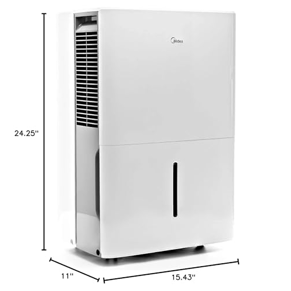 Midea 50 Pint SMART Dehumidifier With Pump - For Rooms up to 4,500 Sq. Ft. - Ideal For Basements, Large & Medium Sized Rooms, Energy Star Certified (White)