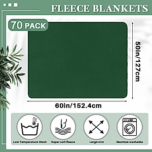 Newwiee 70 Pcs Fleece Blanket Fleece Throw Blankets Bulk Soft Lightweight Breathable Friendly Lap Blankets Pet Home Bed Sofa Couch Office Donation Homeless, 50 x 60 Inch (Green)