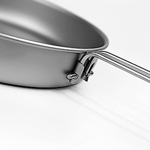 JAHH Titanium Folding Frying Pan Ultralight Cooking Pot Portable Outdoor Camping BBQ Cookware Pot Tableware Cutlery