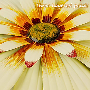 Juegoal 2 Pack 16" Large Metal Flowers Wall Art Inspirational Daisy Wall Decor Sunflower Hanging for Indoor Outdoor Home Bedroom Living Room Office Garden, White & Yellow