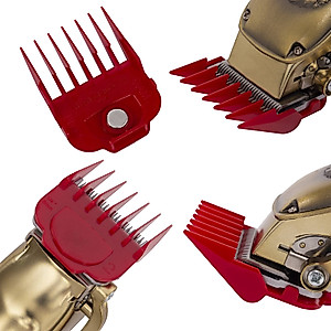 Clipper Guards Magnetic Combs Set for Andis Master Clippers Trimmer Cordless Clipper- 10 Cutting Lengths from 1/16” to 1” Designed for MBA, MC-2, ML, PM-1 And PM-4, Red (10 Pack)