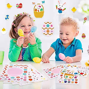 24 Easter Stickers Kids Crafts Make-A-Bunny Stickers, Rabbits Eggs Baskets Sticker Game Easter Stickers for Easter Theme Party Decoration Supplies Favors Fun Craft Project