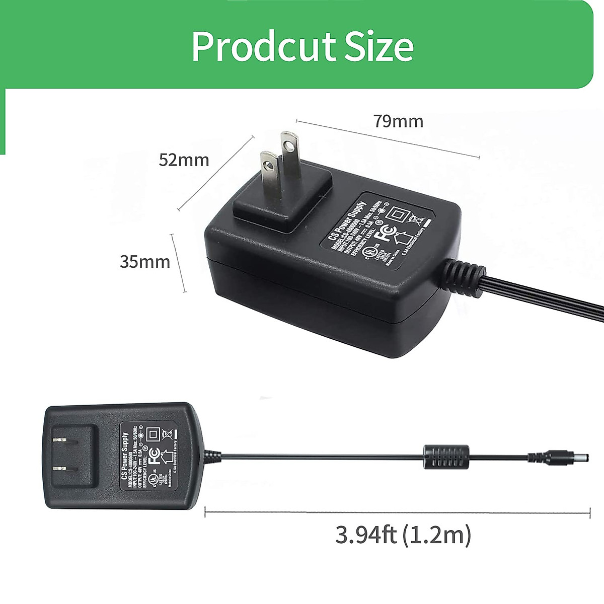 Security-01 DC 48V 0.5A Power Supply Adapter 5.5mm x 2.1mm, UL Listed,2-Pack