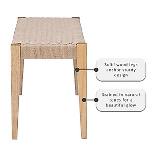 Powell Linon Patty Wood Dining Bench in Natural Brown