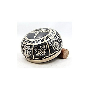 4" Exquisite Tibetan Singing Bowl Set for Meditation ~ Auspicious Eight Lucky Symbols, Buddha Eye & Dorje Painted ~ Silk Cushion & Wooden Mallet Included ~Handmade in Nepal by Thamelmart