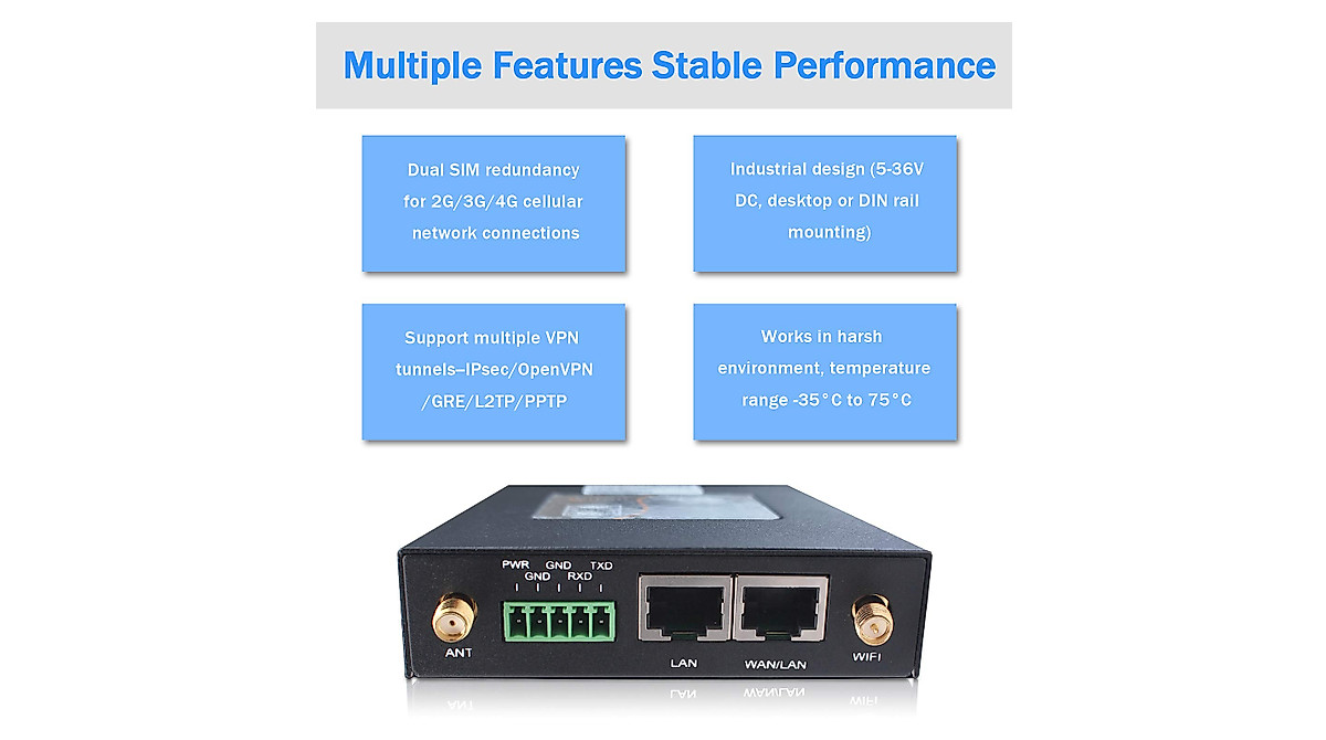 4G VPN Router, Industrial 4G LTE WiFi Router 3G/4G Yeacomm YF325 Wireless Modem Router Unlocked ...