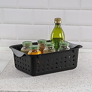 Sterilite 16229012 Small Ultra Basket, Black Basket w/ Titanium Inserts, 12-Pack