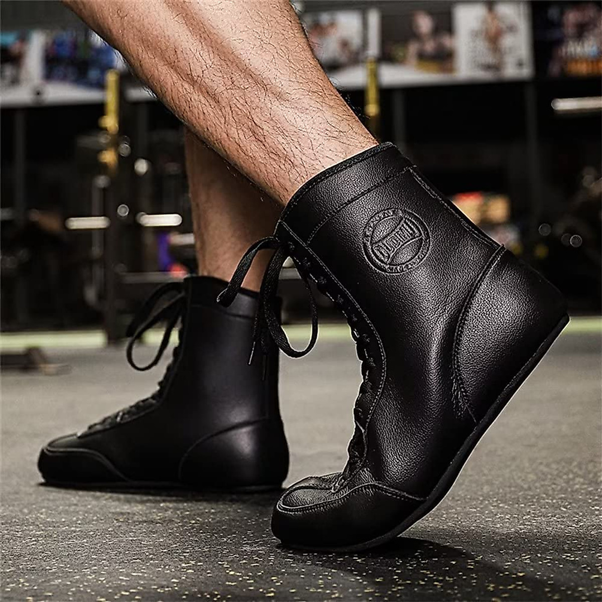 Mikrydco Men's Wrestling Shoes Professional Boxing Sneakers Lightweight Youth High Top Training Weightlifting Competition Footwear