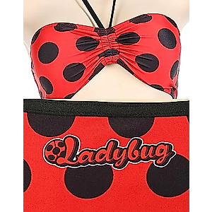 Miraculous Women's Ladybug Classic Beach Halter Top with Tie-Side Bottom Bikini Bathing Suit (as1, Alpha, m, Regular, Regular, Red)