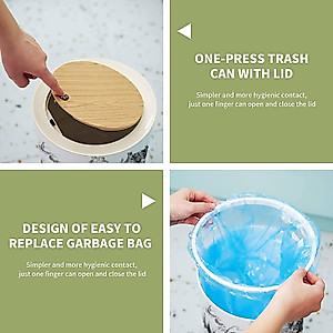 IBPNKFAZ89 Small Trash Can with Lid Vintage Western Ranch Seamless American Wild west Garbage Bin Wood Waste Bin Press Cover Round Wastebasket for Bathroom Bedroom Kitchen 7L/1.8 Gallon