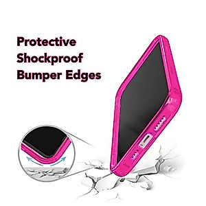 NYCPrimeTech iPhone 13 Pro Case/Slim & Soft Transparent Neon Pink Cover with Bumper Edge for iPhone 13 Pro/Cute Flexible & Stylish Protection // 6.1"(Hot Pink)