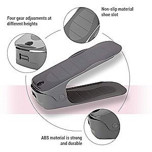 CANOPUS Shoe Slots Organizer, Adjustable Shoe Stackers, 12-pack: 6 Gray and 6 Pink, Made in Europe, Adjustable Slots to Double-up Closet Space, Double Level Shoe Organizer Suitable for Kids Shoes, Sneakers, High Heels and More