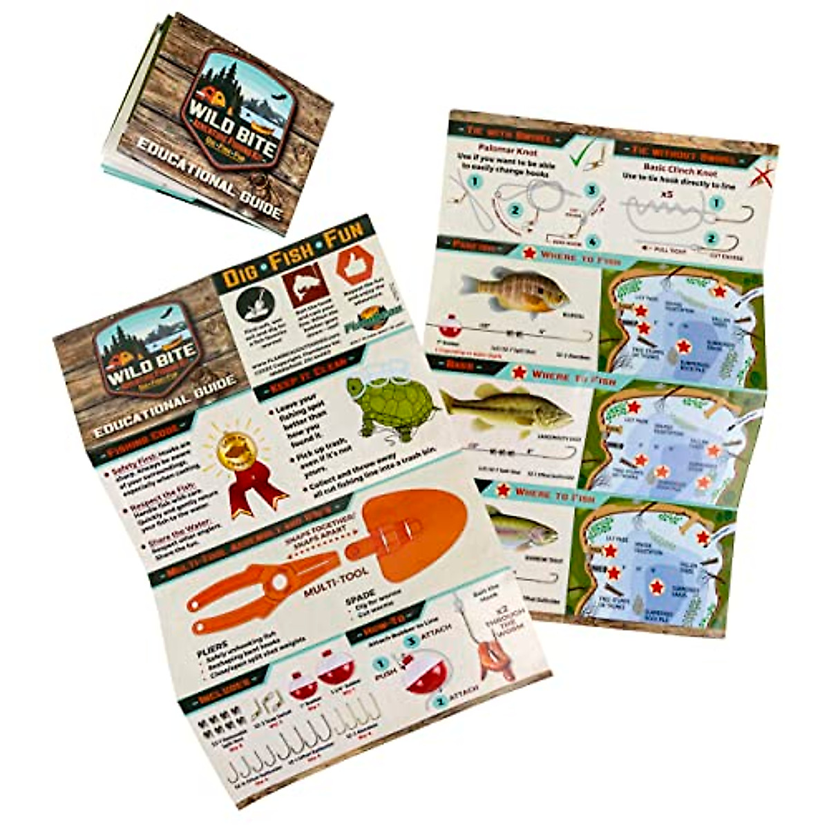 Flambeau Outdoors Wild Bite Fishing Tackle Box Kit | Orange/Trout - Tackle Box for Beginners, 25-Piece Multi-Species Tackle Assortment for Catching Bass/Panfish/Trout, Spade and Plier Multi-Tool