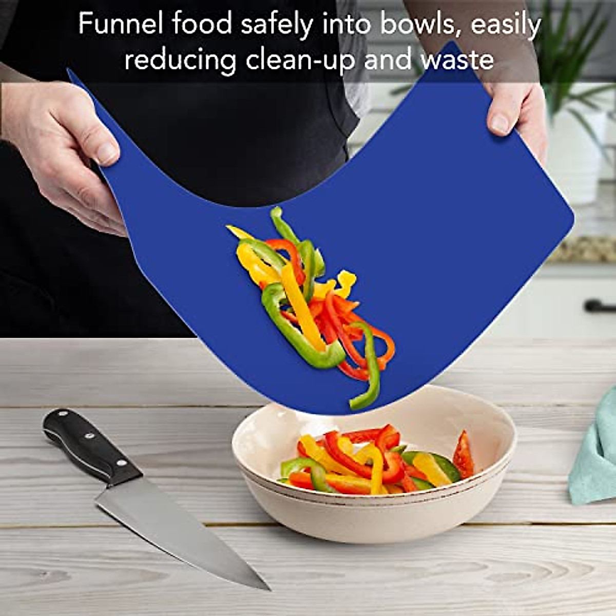 Cut N' Funnel Multi-Color Heavy Gauge Flexible Plastic Cutting Board Mats 4 Pack 18" x 12" Made in the USA BPA Free Dishwasher Safe