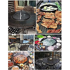 QHYXT Outdoor Fire Pit 122cm/48 Garden Grill Table - Wood Burning Fire Pit, Aluminum Round Indoor and Outdoor Table and Chair Set-with 4 Chairs, Suitable for Garden Terrac
