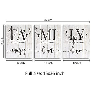 ARTINME Decorative Farmhouse Home Wall Decor Set of 3 - Rustic Family Signs Wall Art with Frames for Bedroom, Living Room, Home Wall Decor (12"x15",Set of 3)