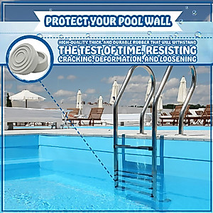 Poolzilla (2-Pack) Outside Pool Ladder Bumpers for Inground Pool - Pool Ladder Rubber End Caps Fit 1.9" Standard Swimming Pool Ladder Tubing - White
