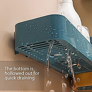 Bathroom Free Perforated Shower Caddy Corner,180°Rotatable Shower Shelf with 5-Hooks,Shower Caddy Dorm with Adhesive,Shower Organizer,Shower Caddy Basket Wall Mounted for Bathroom,Kitchen,Toilet,Green