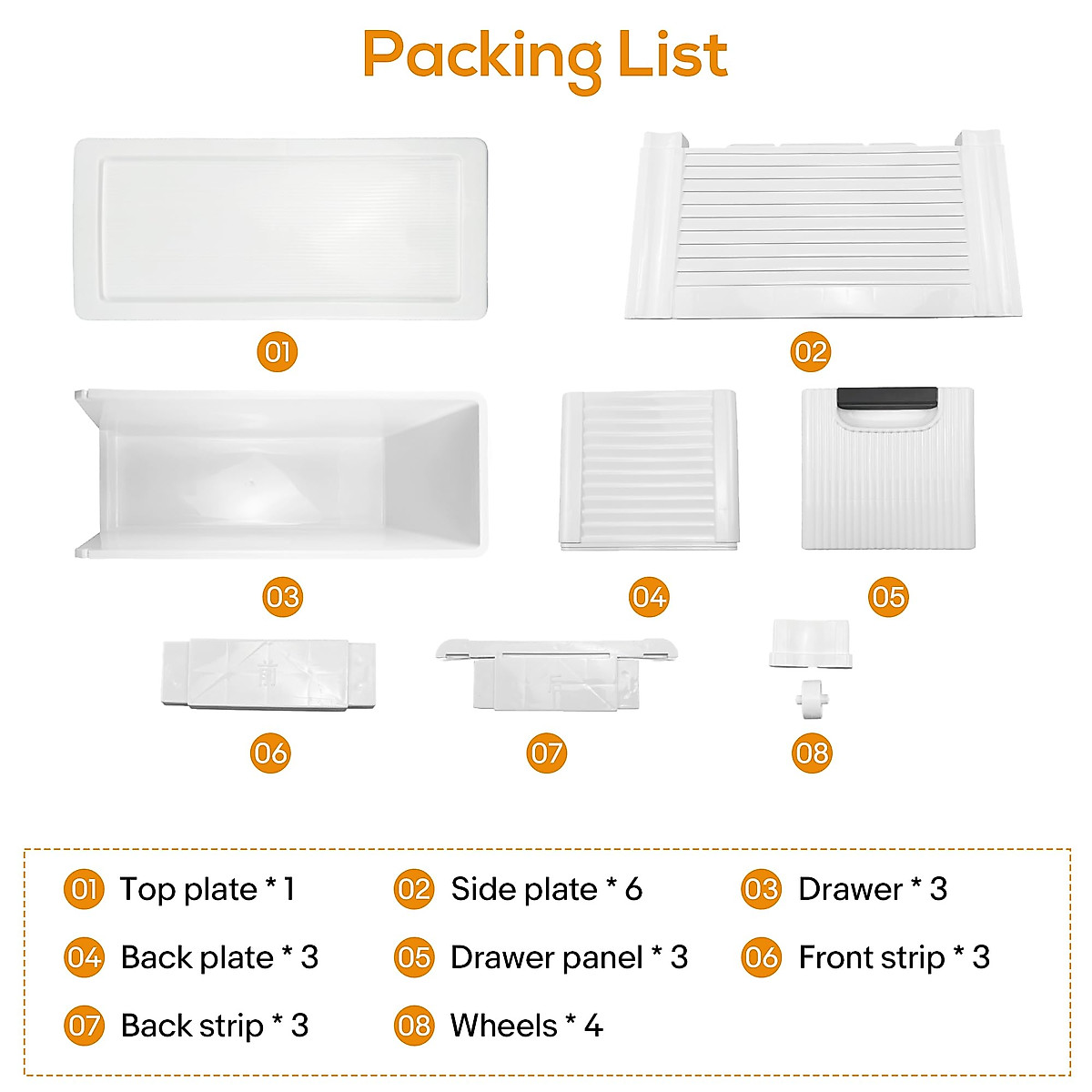 3 Drawers Slim Bathroom Storage Cabinet Dresser, Narrow Plastic Rolling Cart Organizer with Drawers, for Small Spaces, Kitchen, Laundry, Office, Bedroom, White