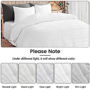 NEXHOME PRO Duvet Cover King Size, White 3 Pieces Boho Tufted Duvet Cover Set, Soft and Lightweight Microfiber Comforter Cover Set for All Season (White King, 104 x 90)-No Comforter