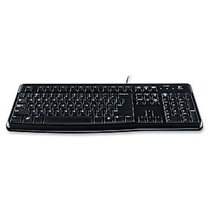 Logitech K120 Wired Keyboard for Windows, Plug and Play, Full-Size, Spill-Resistant, Curved Space Bar, Compatible with PC, Laptop - Black