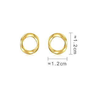 CHOW SANG SANG Dazzling Mirror Gold 999 24K Solid Gold Mobius Strips, Endless love Hoop Stud Earrings for Women 93863E