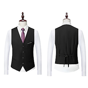 Christmas Suits for Men 2/3 Pcs,Slim Fit Christmas Snowflake Jacket Blazer Party Wedding Tuxedo Tux & Pants & Vest Set(Black,S)