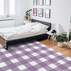 ARTSHOWING Lavender Purple Plaid Large Area Rug 2' x 3', Durable Indoor Outdoor Rugs with Non-Slip Backing for Bedroom Living Room Nursery Kids Home Decor, Fresh Pattern