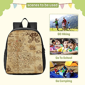 senya Toddlers Backpack Retro Antique Pirates Adventure Treasure Map Compass Bookbag for Kid Aged 3-6 Preschool Kindergarten