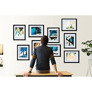 HEART ART 11x14 Picture Frame Set of 9,Display 11 x 14 Frame For 8x10 Picture Frame With Mat,11 by 14 Picture Frame For Wall,Gallery Wall Frame Set,Black