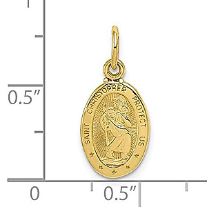 Avariah Solid 10k Yellow Gold Saint Christopher Medal Charm - 21mm