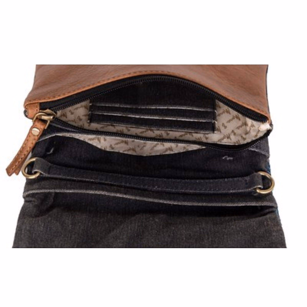 Mona B Canvas Handbag for Women | Zipper Bag | Crossbody Bag | Stylish Vintage Recycled Upcyled Bags Women (Brown-Remi)