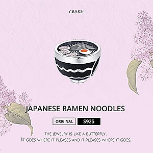 Bracelet Charm Japanese Ramen 925 Sterling Silver Charm Fits For Pandora Bracelet, European Charms Bracelet, Women Gift