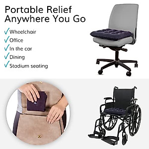 BraceAbility Inflatable Seat Cushion - Portable Pressure Relief Blow-Up Waffle Pad for Wheelchair, Office Chair, Airplane or Car, Bed Sore Prevention, Hip Bursitis, Low Back Pain (Air Pump Included)