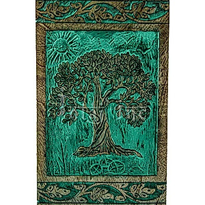 INTAJ Cremation Urn for Human Ashes - Wooden Urn Box for Ashes Handcrafted - Tree of Life Memorial Urn Funeral Cremation Urns (L(11.25x6.25) 250Cu, Teal Green)
