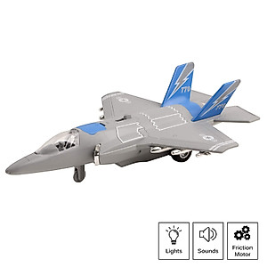 Vokodo Army Air Force Fighter Jet F-22 Toy Military Airplane Friction Powered 1:16 Scale with Fun Lights and Sounds Pretend Play Quality Kids Action Bomber Aircraft Great Gift for Children Boys Girls