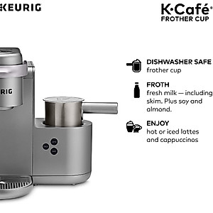 Keurig K-Café Milk Frother Cup Replacement Part or Extra,80 milliliters Hot and Cold Frothing, Compatible with Keurig K-Café Coffee Makers Only, Nickel
