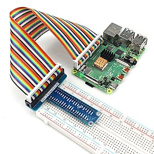 WayinTop RPi GPIO Breakout Expansion Kit for Raspberry Pi 4B 3B+ 3B 2B B+, T-Type GPIO Expansion Adapter Board + 830 Tie Points Solderless Breadboard + 40pin GPIO Flat Ribbon Cable + 65pcs Jumper Wire