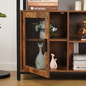 usikey Industrial TV Stand for 60 Inch TV, Entertainment Center, TV Cabinet with Storage Shelves, Media TV Console, Home Living Room Storage Cabinet for TV, Rustic Brown