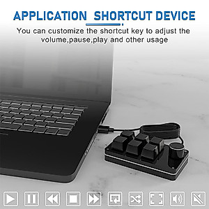 Yunseity Macro Mechanical Keyboard, 6 Keys Mini OSU Keyboard with Knob Design, Professional HID Programmable Macro Keypad for Gaming