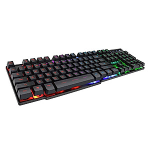 axGear Gaming Keyboard RGB LED Light Backlit Gamer USB Wired Silent Keyboard Noiseless