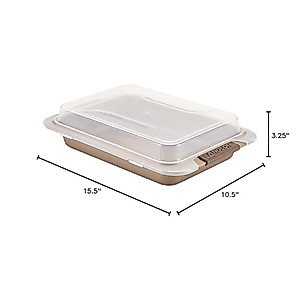 Anolon Bronze Nonstick Baking Pan With Lid / Nonstick Cake Pan With Lid, Rectangle - 9 Inch x 13 Inch, Brown
