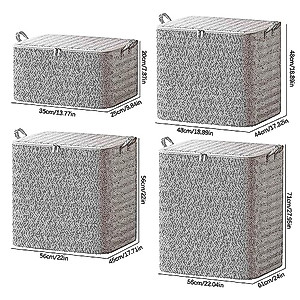 Non-Woven Zipper Storage Bag Moving Quilt Storage Basket Travel Large-Capacity Clothing Storage Bag (28x24x22 in)