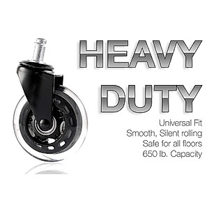 Luv America Replacement Office Computer Desk Chair Wheels or Casters for Hard Floors or Carpet | Highest Load Capacity | Comfortable Gliding | Extends Home or Office Chair Life.