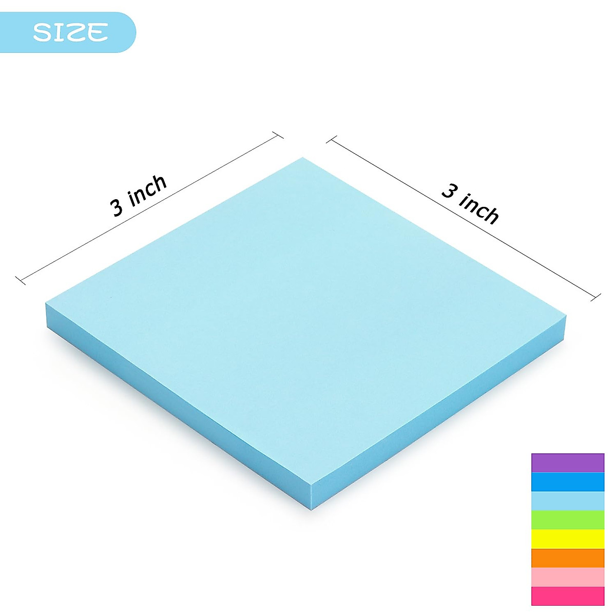 Early Buy Sticky Notes 8 Bright Color 8 Pads Self-Stick Notes 3 in x 3 in, 60 Sheets/Pad