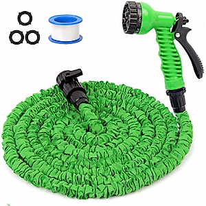 Expandable Garden Hose, Flexible Water Hose with 7 Function Hose Spray Nozzle