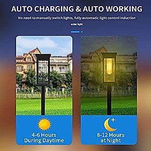 Amzxart Solar Pathway Lights Outdoor, 6 Pack Solar Lights Outdoor Waterproof IP65, Auto On/Off Pathway Lights Solar Powered Garden Lights for Walkway Yard Backyard Lawn Landscape Lighting Decorative