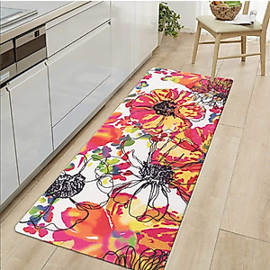Rugshop Modern Bright Flowers Anti Fatigue Standing Mat 18" x 47" Multi